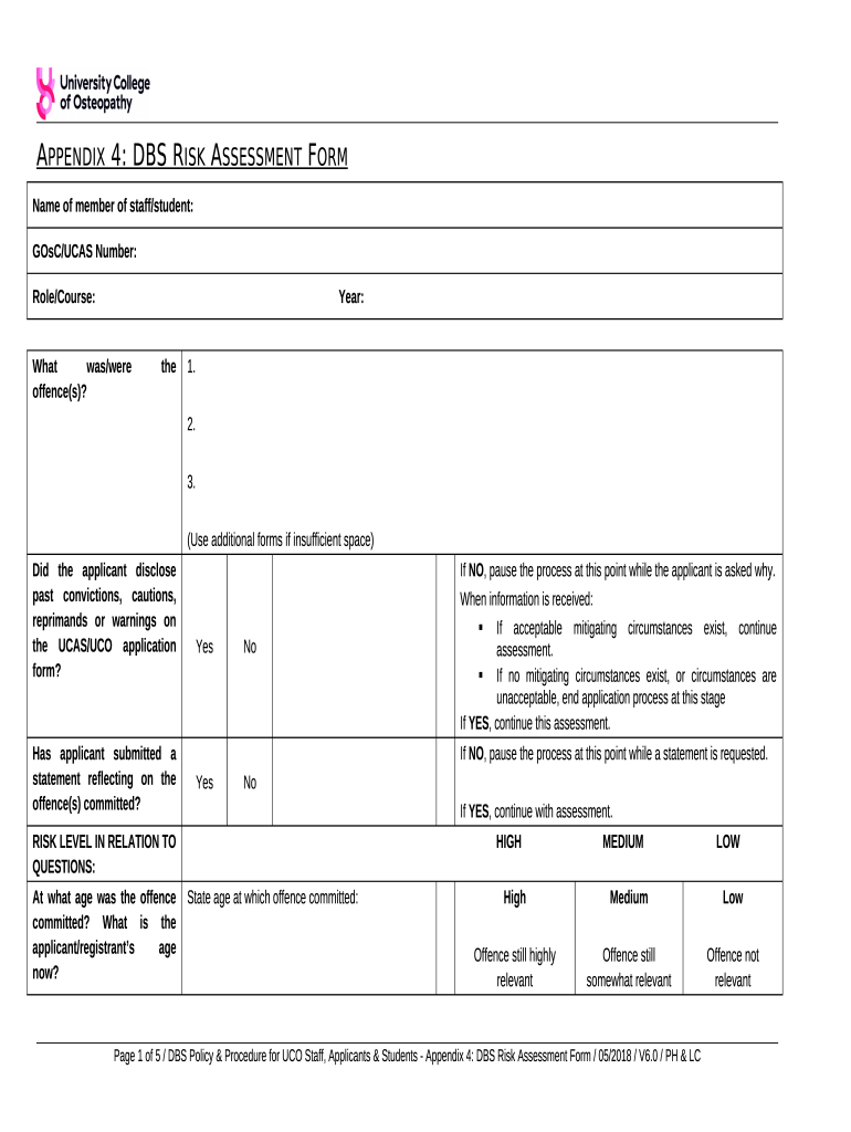 Appendix 4: DBS Risk Assessment Doc Template | pdfFiller Appendix 4: DBS Risk Assessment Doc Template | pdfFiller