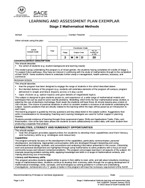 Learning and Assessment Plan Exemplar - SACE Doc Template | pdfFiller