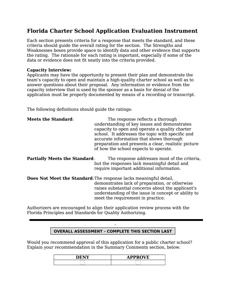 Florida Charter School Application Evaluation Instrument - PDF Free ...