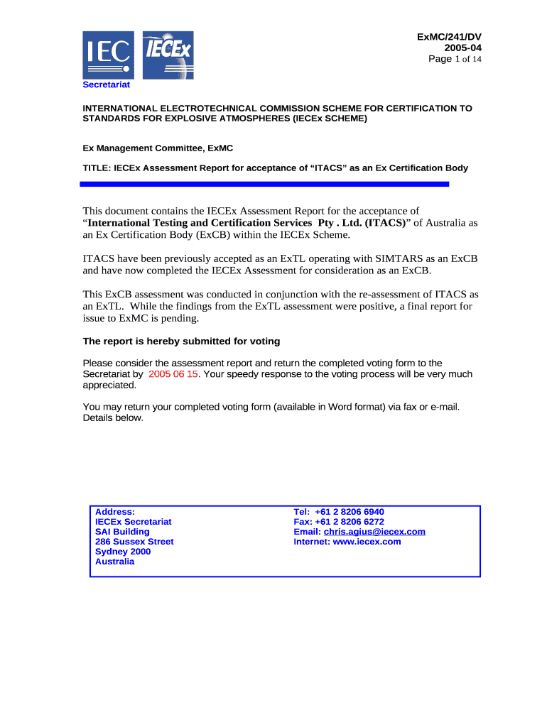 INTERNATIONAL ELECTROTECHNICAL COMMISSION SCHEME FOR CERTIFICATION TO ...