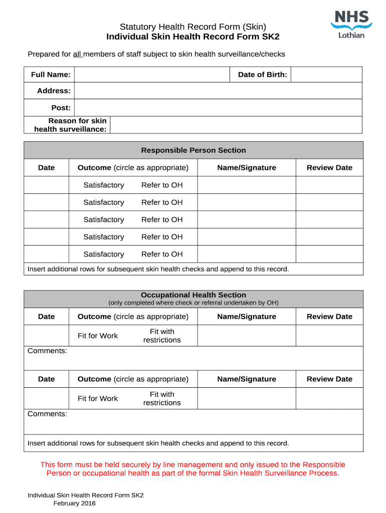 Skin Health Assessment (sk2) Doc Template | pdfFiller