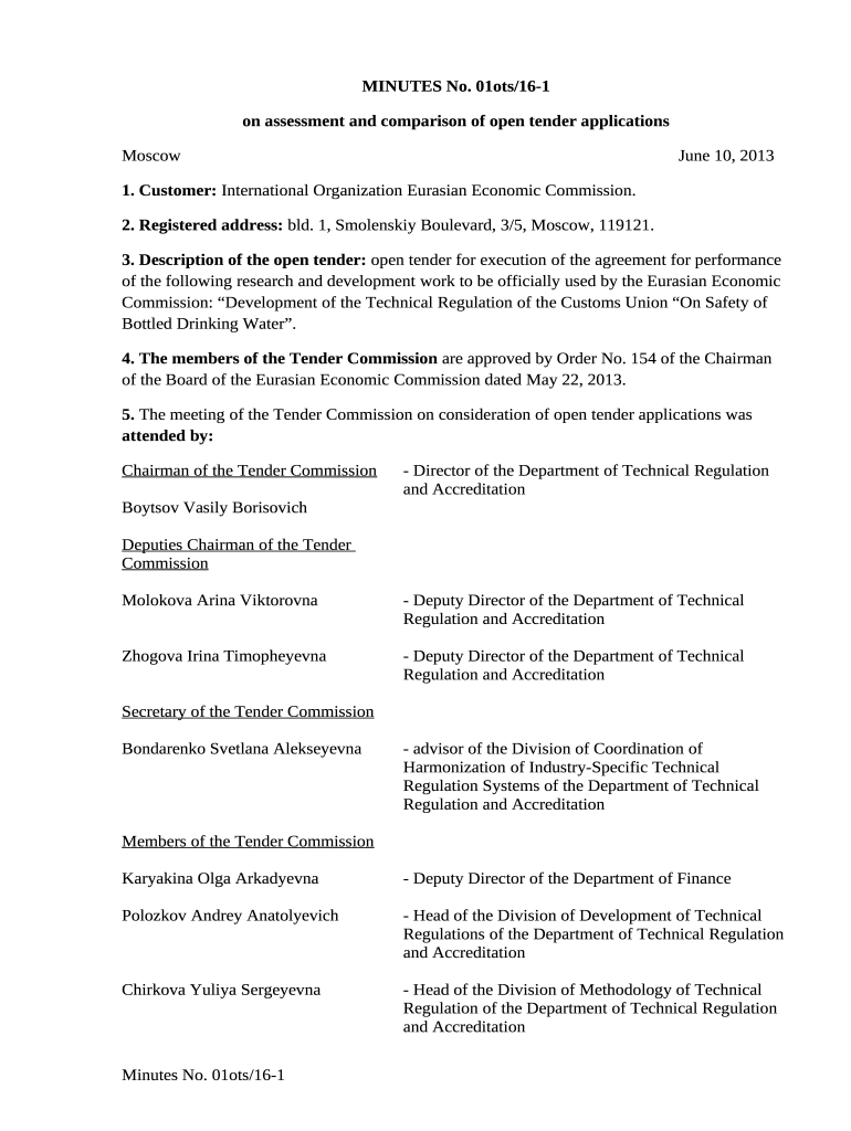 on assessment and comparison of open tender applications Doc Template ...