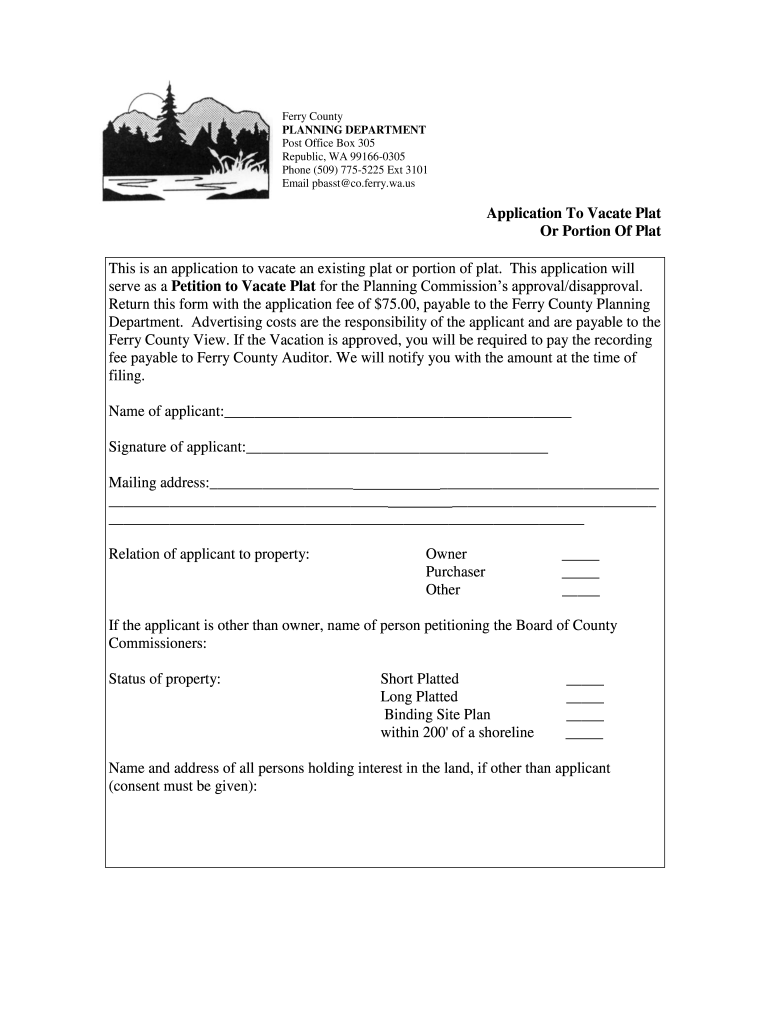 Fillable Online ferry county building permit residential checklist Fax ...