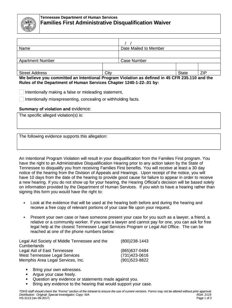 Families First Administrative Disqualification Waiver Doc Template ...