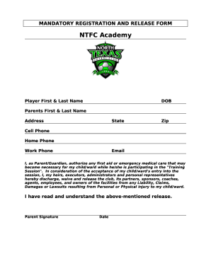 MANDATORY REGISTRATION AND RELEASE Doc Template | pdfFiller