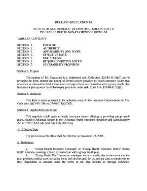 RULE AND REGULATION 80 Doc Template | pdfFiller