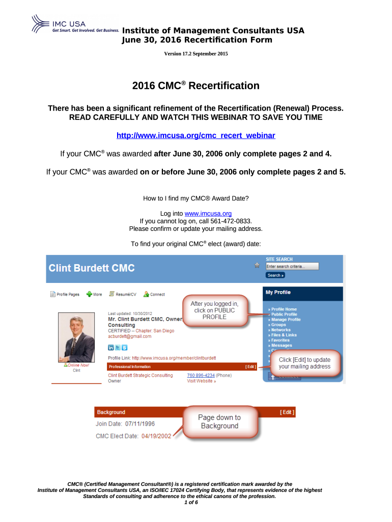 Proposed CMC Recertification Tracking Doc Template | pdfFiller