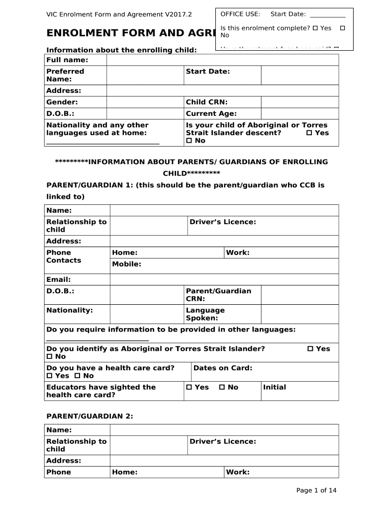 Ination about the enrolling child: Doc Template | pdfFiller