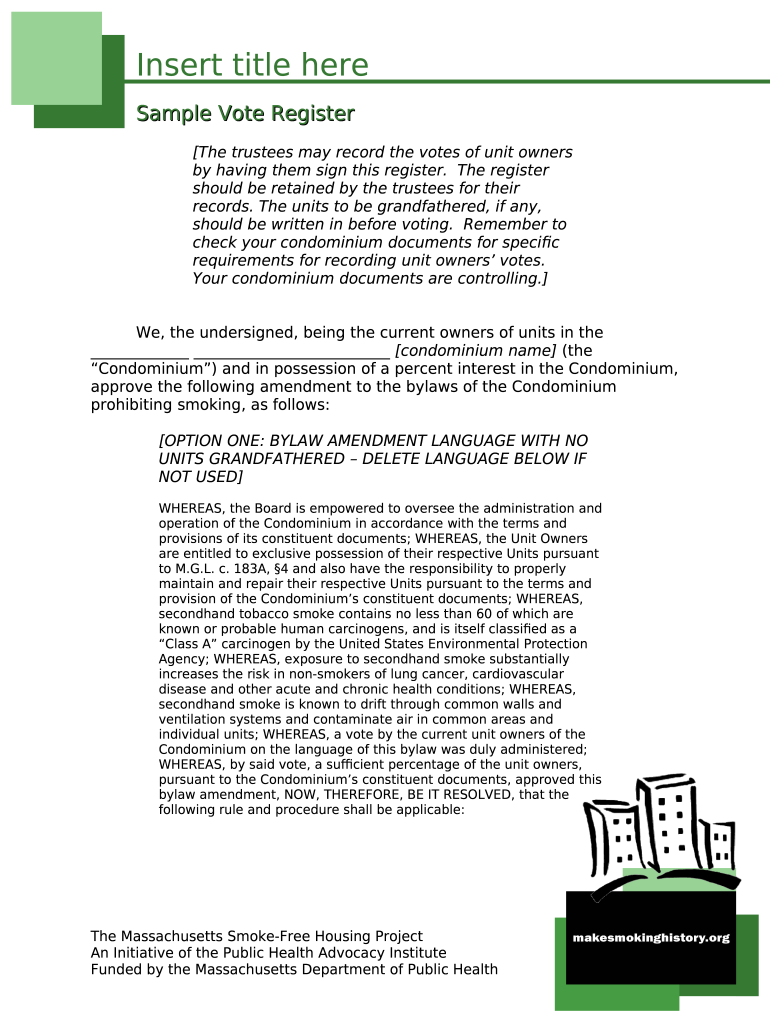 Sample Vote Register Doc Template | pdfFiller