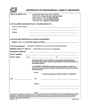 certificate of commercial general liability insurance - EBMUD's Doc ...