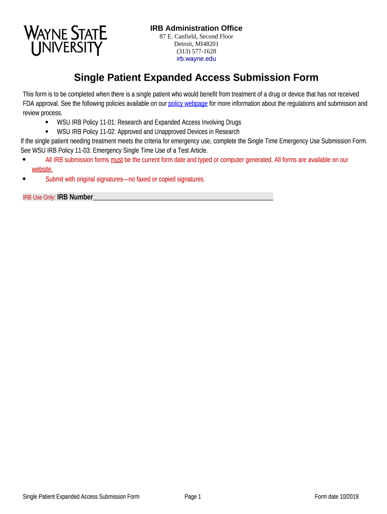 expanded access irb submission - - rentpu Doc Template | pdfFiller