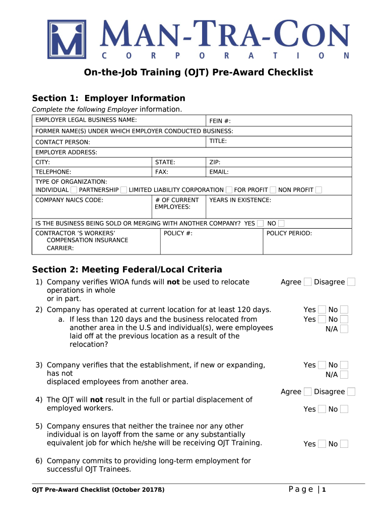 TITLE: WIOA On-the-Job Training Policy # 5130 Doc Template | pdfFiller