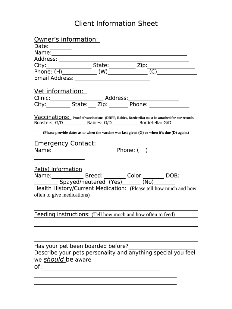 New Client Ination - Google Docs Doc Template | pdfFiller