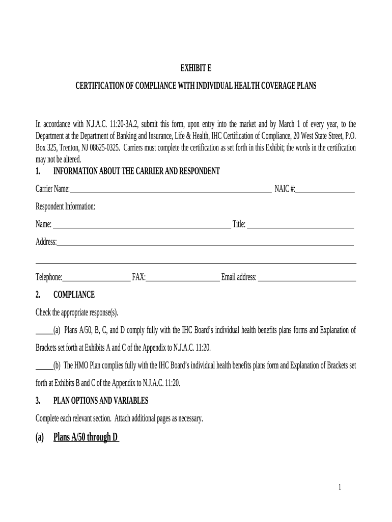 CERTIFICATION OF COMPLIANCE WITH INDIVIDUAL HEALTH COVERAGE PLANS Doc ...