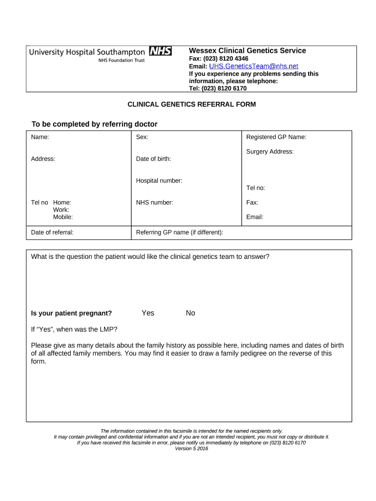 General Genetics Referral Doc Template Pdffiller