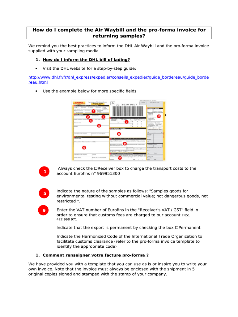How do I complete the Air Waybill and the pro-a invoice for returning ...
