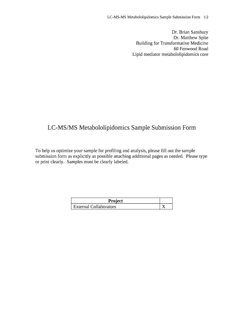 Core D Proteomics Sample Submission Doc Template | pdfFiller