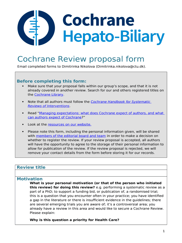 Cochrane Review proposal Doc Template | pdfFiller