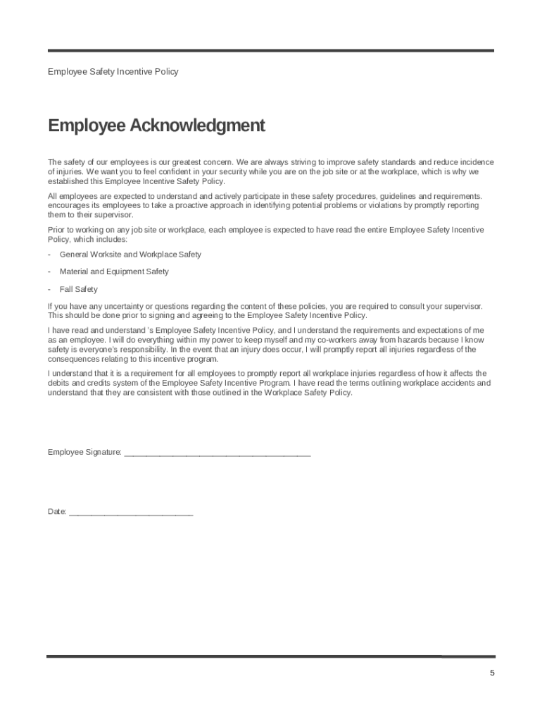 Safety Incentive Program Pdf Doc Template PdfFiller