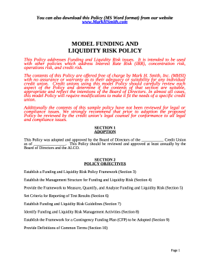 LIQUIDITY RISK POLICY Doc Template | pdfFiller
