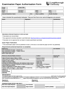 Examination Paper Cover Sheet Doc Template | pdfFiller