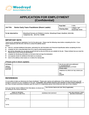 Senior Early Years Practitioner Application - Woodroyd ... Doc Template ...