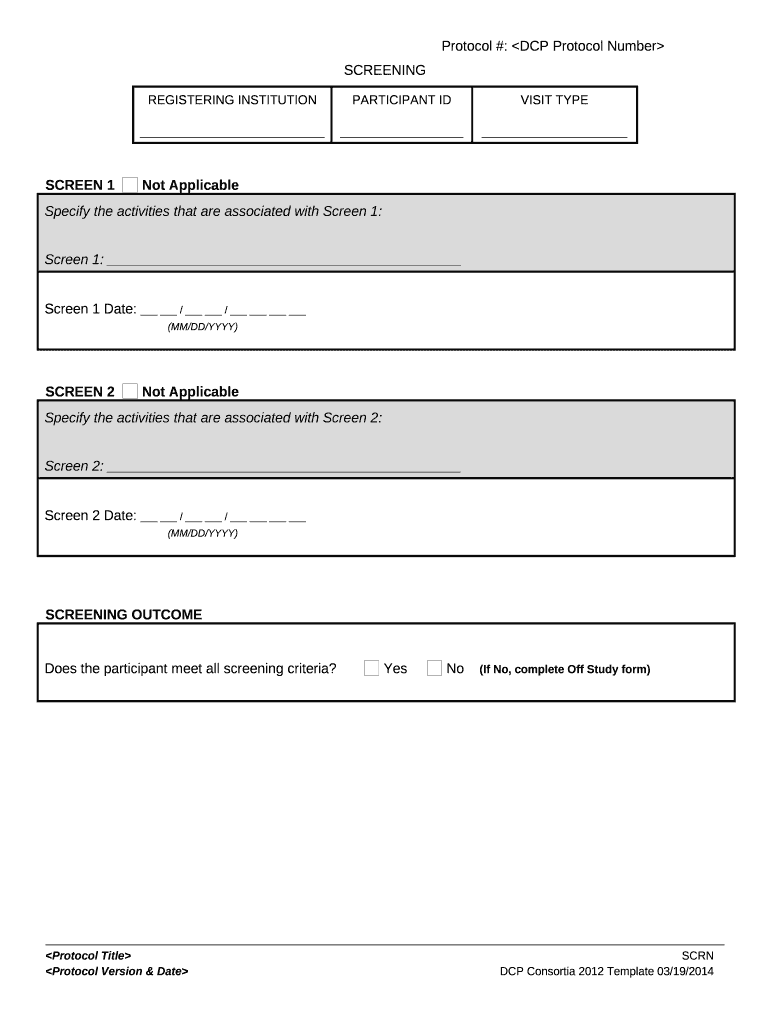 DCP CRF Templates Doc Template | pdfFiller