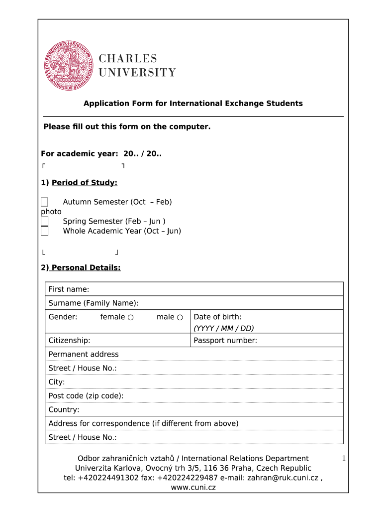 International Students - Students exchange application Doc Template | pdfFiller