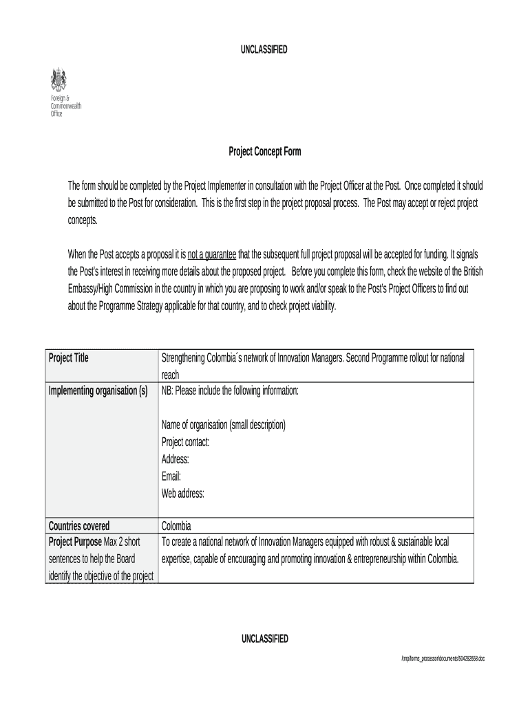 Project Concept . Project Concept Bid Doc Template | pdfFiller