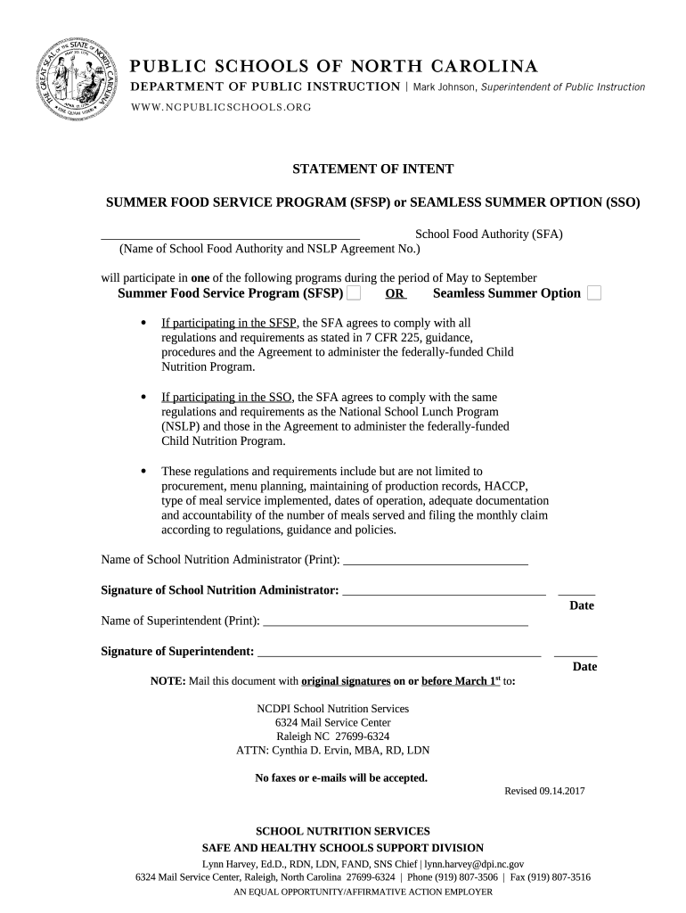 SUMMER FOOD SERVICE PROGRAM (SFSP) or SEAMLESS SUMMER OPTION (SSO) Doc ...