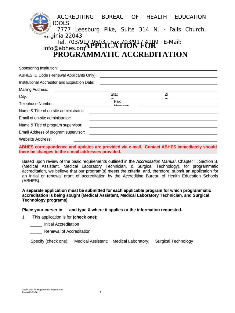 Accrediting Bureau of Health Education Schools (ABHES) Doc Template ...