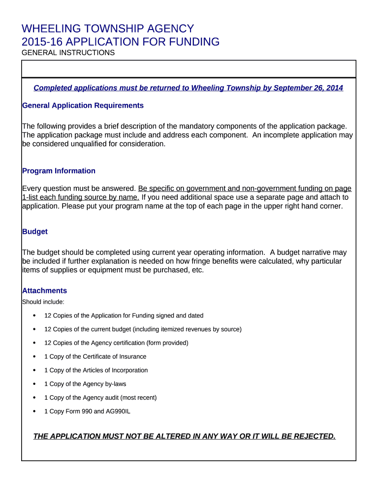 Instructions for Completing Application for Funding Doc Template | pdfFiller