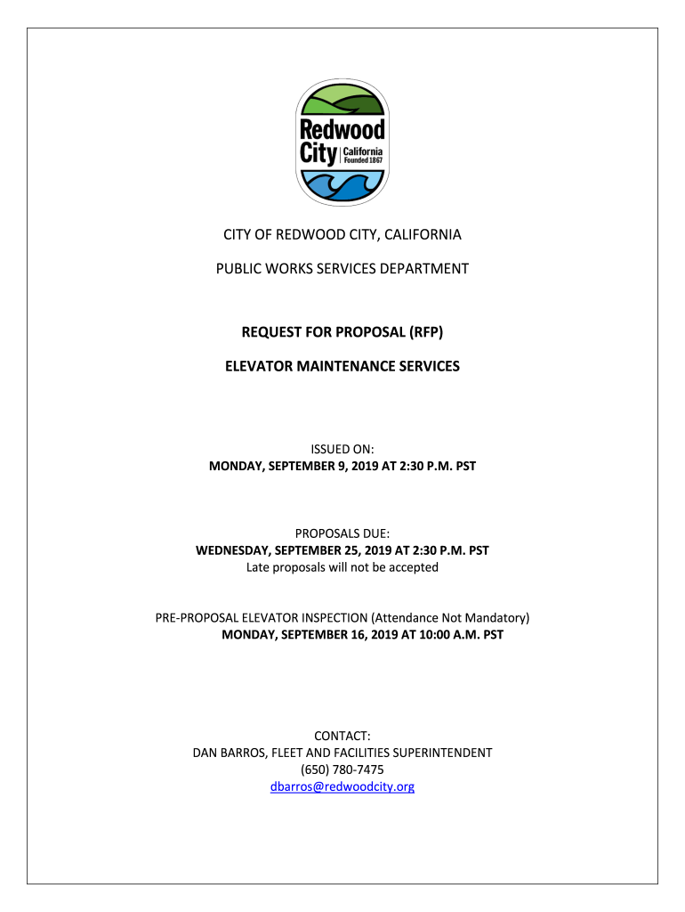 Fillable Online Request for Proposal -- Elevator Maintenance Services ...