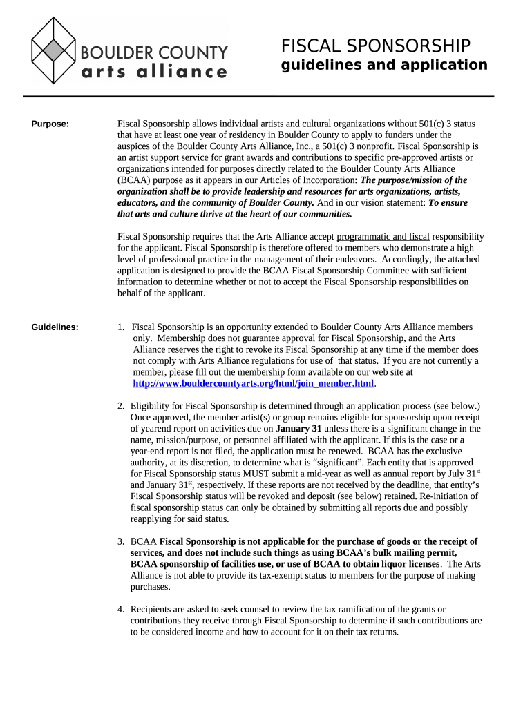 Fiscal Sponsorship Application GuidelinesBoulder County ... Doc ...