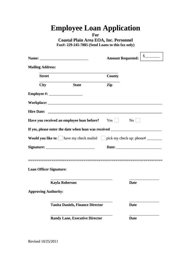 Employee Loan Application Doc Template | pdfFiller