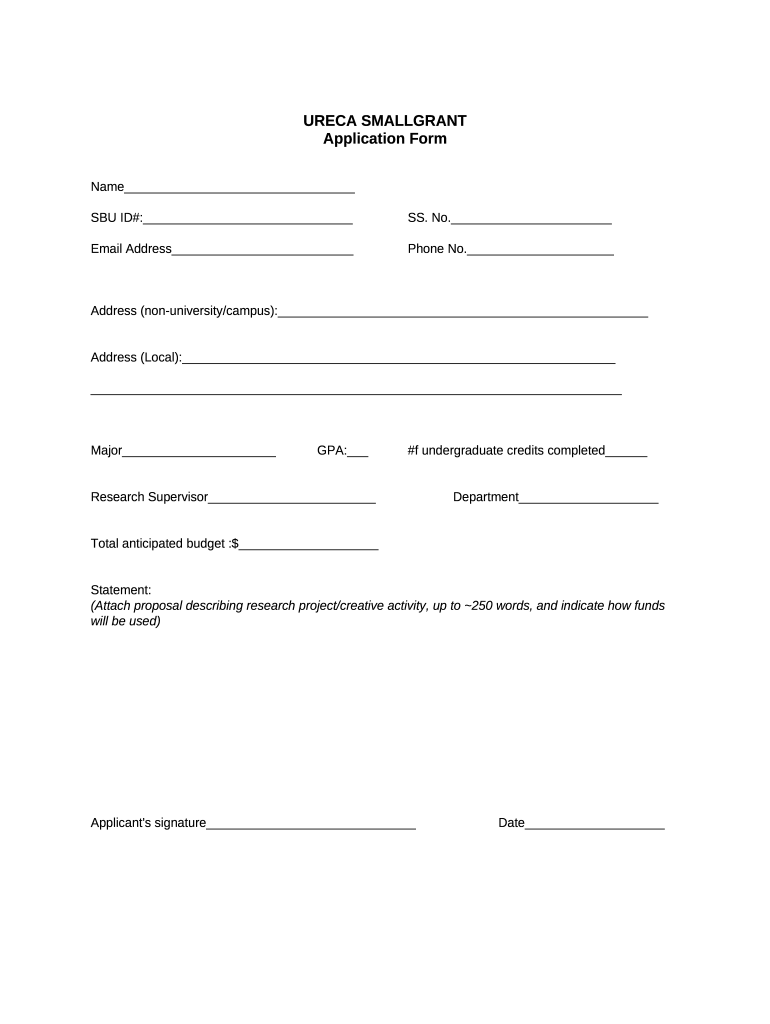URECA TRAVEL GRANT Application Doc Template | pdfFiller