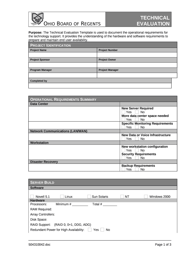 technical-evaluation-template-word-doc-template-pdffiller