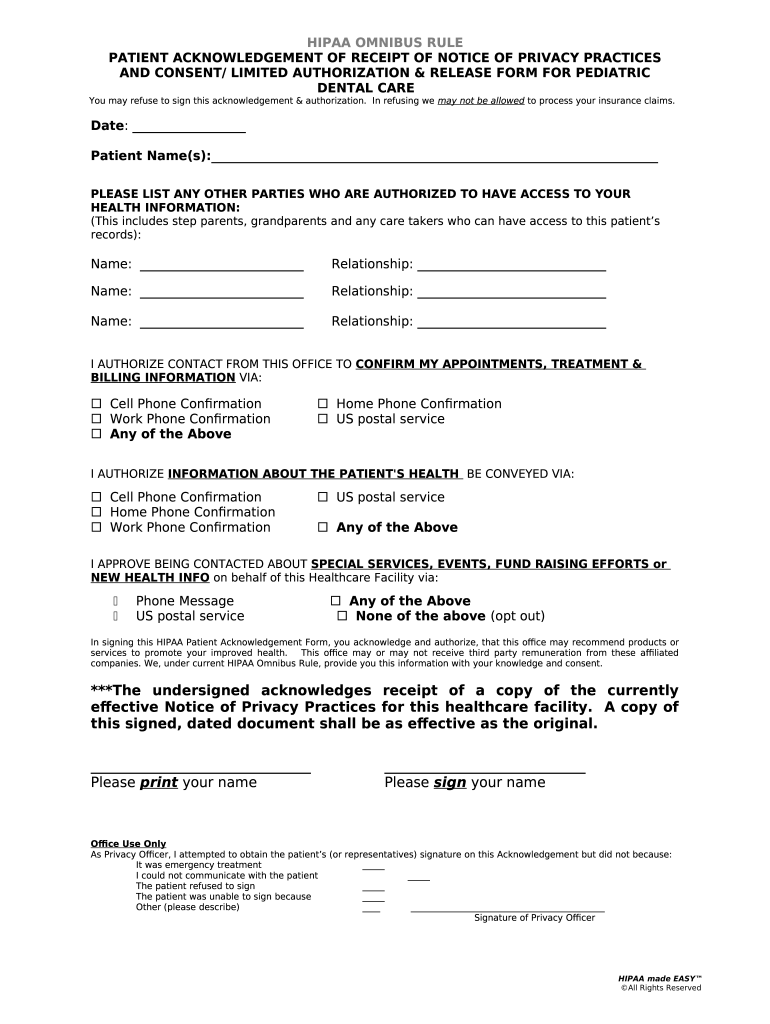 Patient acknowledgement of receipt of notice privacy ... Doc Template ...