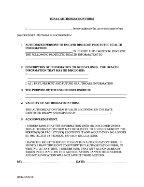 HIPAA Authorization (00663258).DOCX. 00663258;v1 Doc Template | pdfFiller