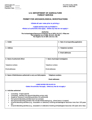 ARPA permit (til 7/31/98) - USDA Forest Service Doc Template | pdfFiller