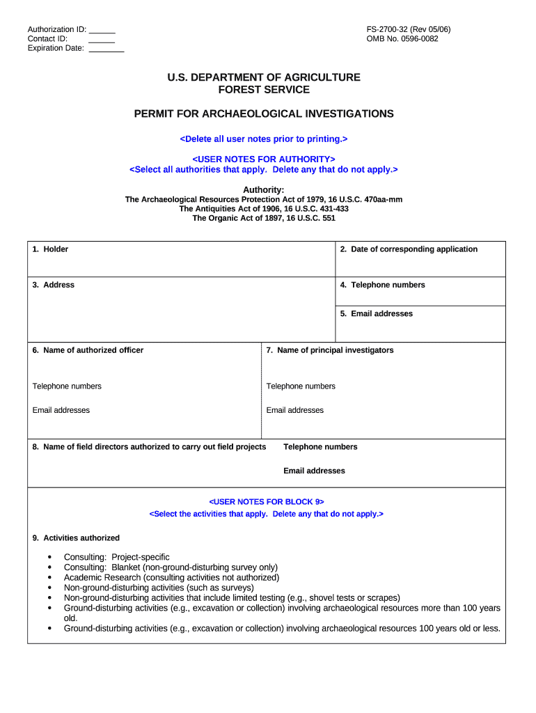 ARPA permit (til 7/31/98) - USDA Forest Service Doc Template | pdfFiller