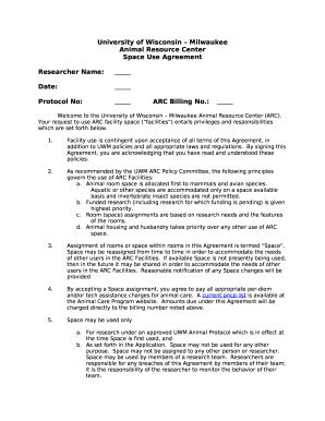 ARC Space Use Agreement - University of Wisconsin Doc Template | pdfFiller