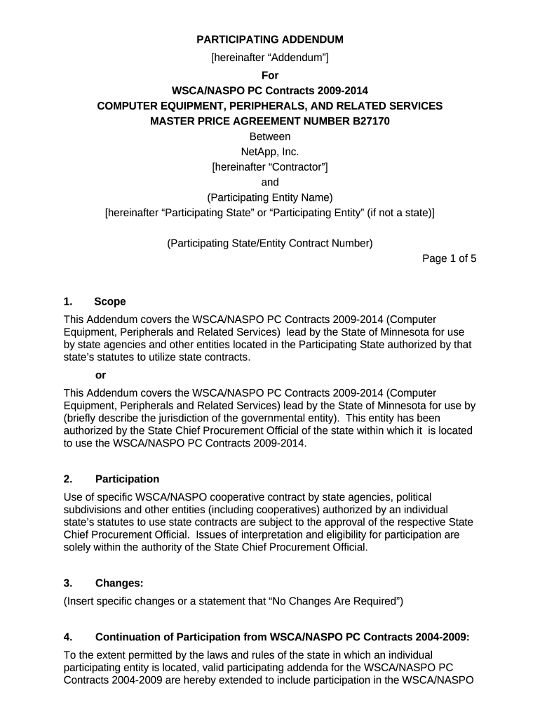 PARTICIPATING ADDENDUM COMPUTER EQUIPMENT, PERIPHERALS ... Doc Template ...