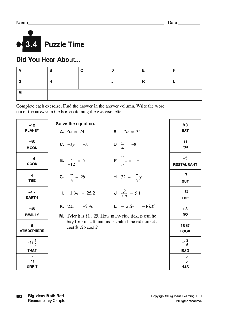 3 4 Puzzle Time Answers - Fill Online, Printable, Fillable, Blank ...