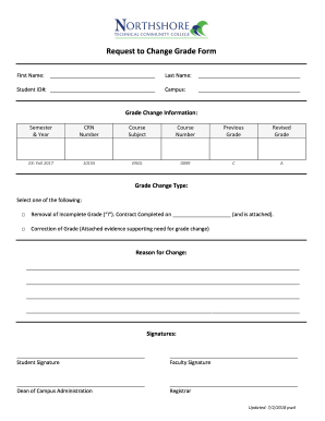 Fillable Online Request to Change Grade Form Fax Email Print - pdfFiller