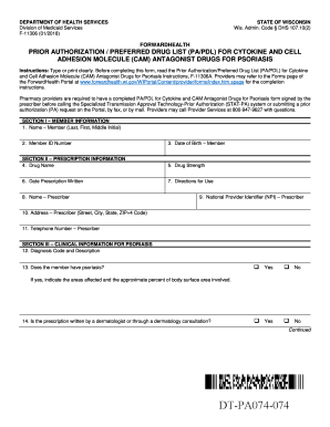 Fillable Online Prior Authorization/Preferred Drug List (PA/PDL) for Cytokine and Cell Adhesion ...