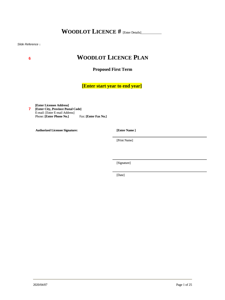 WOODLOT LICENCE MANAGEMENT PLAN - British Columbia Doc Template | pdfFiller