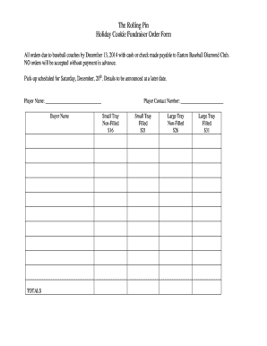 Fillable Online Holiday Cookie Fundraiser Order Form Fax Email Print ...