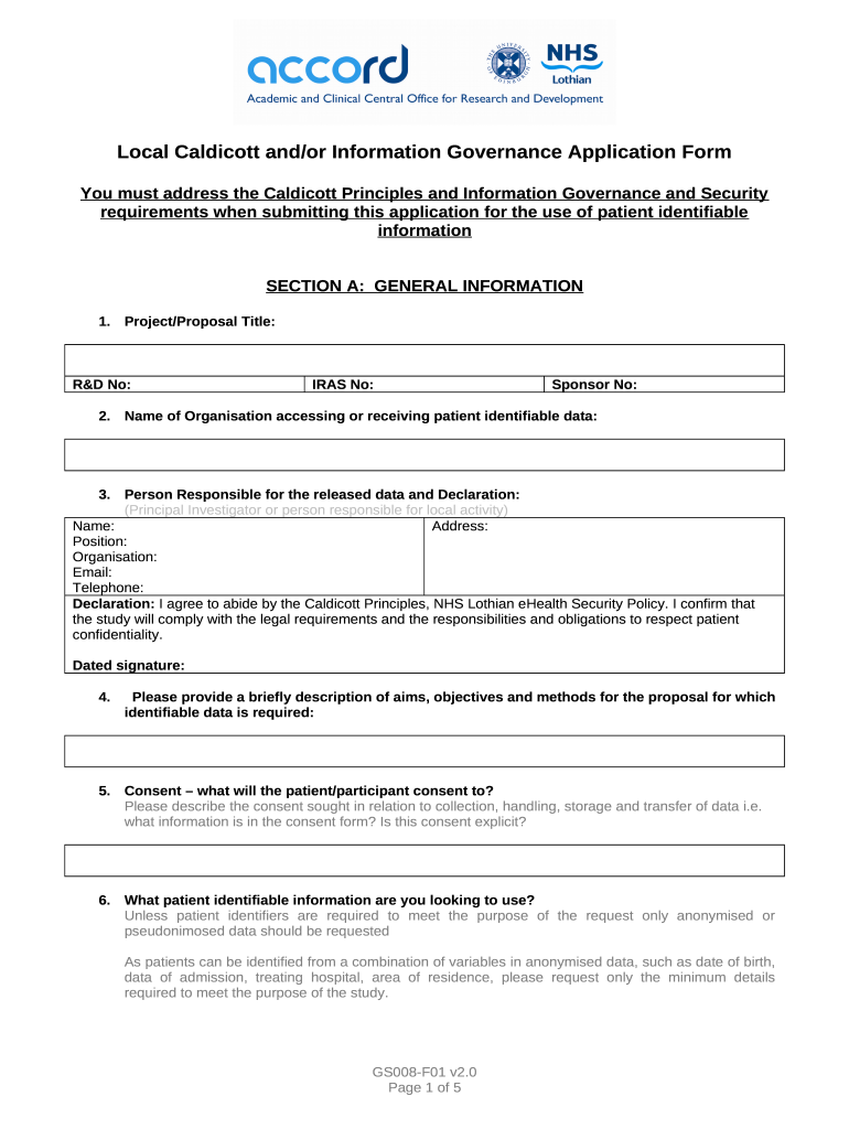 Ination Governance and Caldicott Principles: an overview Doc Template | pdfFiller