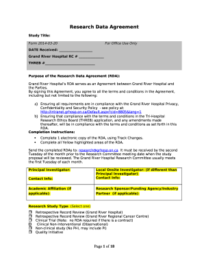 Research Data Agreement Doc TemplatePDFfiller Doc Template | pdfFiller
